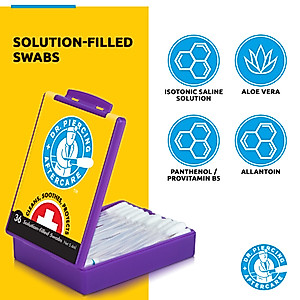 Dr. Piercing Aftercare Swabs – Piercing Bump Saline Solution for Cleansing Earring, Nose, Belly, and Ear Piercings – Gentle Saline Wash for a Refreshing Experience – 36 Easy-to-Use Swabs (1-Pack)
