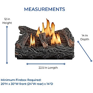 Duluth Forge DLS-N22T Natural Gas Ventless Fireplace Logs Set with Thermostat, Use with Natural Gas, 32000 BTU, Heats up to 1100 Sq. Ft, Winter Oak, 22 Inches