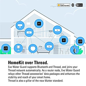 Eve Water Guard - Smart Home Water Leak Detector, 6.5 ft Sensing Cable, 100 dB Siren, (Apple HomeKit), App Notifications, Bluetooth, Thread