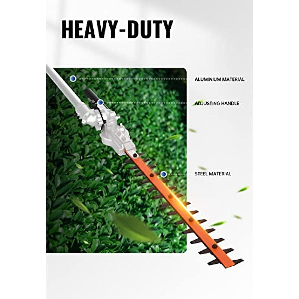 SUNSEEKER 16" Hedge Trimmer Attachment Universal, Dual Action Articulating,Heavy Duty Steel Material, 12 Angle Positon