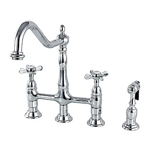 Kingston Brass KS1271BEXBS Essex Bridge Kitchen Faucet, 8-3/4" In Spout Reach, Polished Chrome