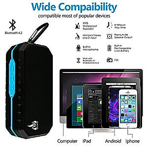 WEYANG Portable Bluetooth Speaker,IP65 Waterproof Wireless Speaker,Wireless Outdoor Bluetooth Speakers,Bluetooth 5.0,Built in micSupport Micro SD/TF Card