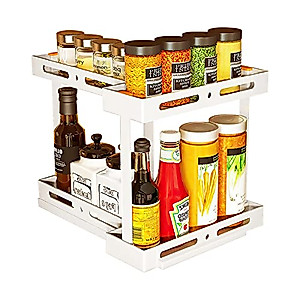 MDHAND Rotating Spice Rack Organizer, Multi-function Spice Rack Organizer For Cabinet, Kitchen Double Layer Rotating Spice Rack Organizer Cabinet/Pantry Wall/Countertop
