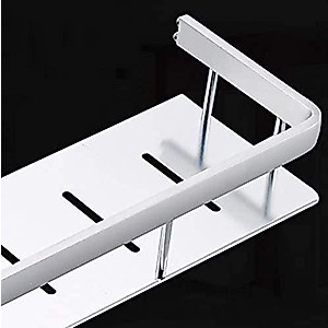SilteD Shelf Space Aluminum Bath and Kitchen Towel Rack Multifunctional Shelf with Double Towel Rails Mounted on The Wall Tower Hanger/40Cm