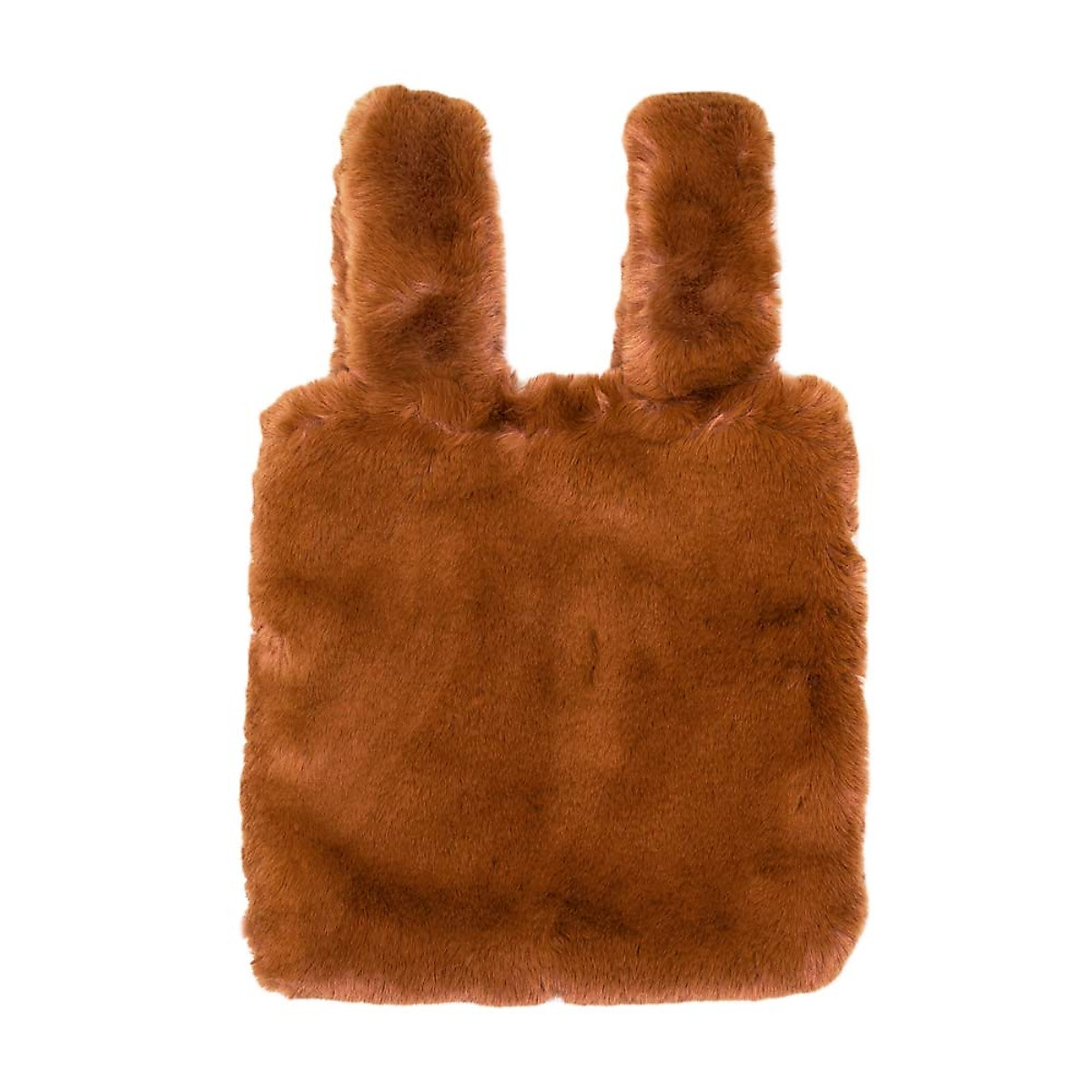 Me Plus Soft Faux Fur Pull Through Strap Slouchy Wrist Fashion Tote Bag (Grey)