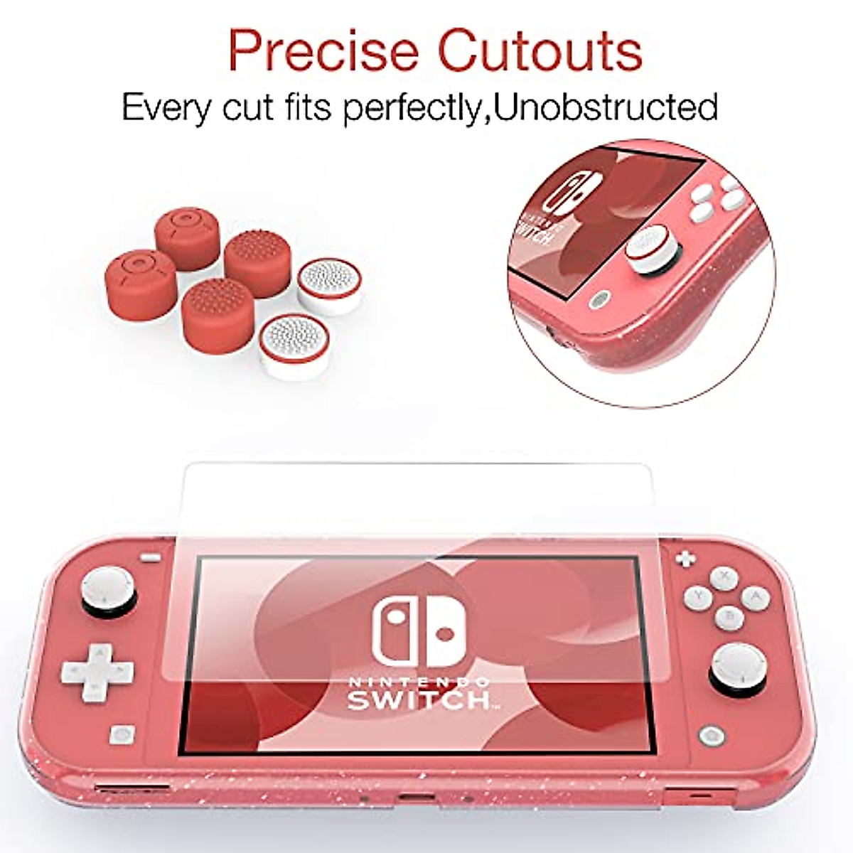 HEYSTOP Case Compatible for Nintendo Switch Lite, Protective Cover for Switch Lite, Screen Protector Case Compatible for Switch Lite with Thumb Grip -Pink, Pink, Protective Storage Bag, Pink, Fashion.