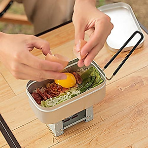 Bento Box Set, Japanese Aluminum 304 Stainless Steel Lunch Box Outdoor Heated Lunch Box with Lid with Handle Camping Travel Cooking Food Box Bento Box 17cm x 10cm x 6.5cm/6.69" x 3.94" x 2.56"