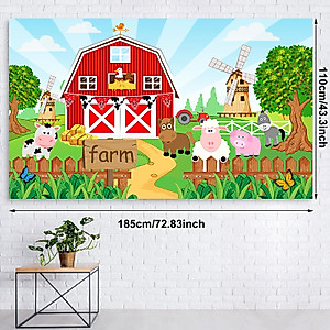 Farm Animals Theme Party Decorations Farm Barn Animals Backdrop Banner Farmhouse Animals Decor Party Tablecloth Balloon Arch Garland Kit for Birthday Photography Baby Shower Party Supplies (Red)