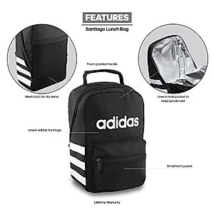 adidas Santiago Insulated Lunch Bag, Black/White, One Size