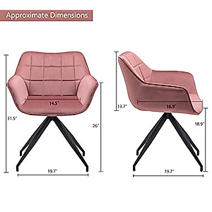 Duhome Velvet Accent Chair,Mid-Back Dining Arm Chairs Modern Upholstered Contemporary Chair Pink 1pcs