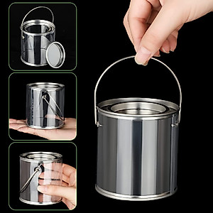 Mautacly Paint Bucket Clear Bucket with Metal and Handle Decorative Clear Plastic Bucket Storage Clear Paint Can 8 Pack