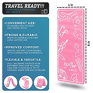 Airplane Travel Essentials for Flying Flex Flap Cell Phone Holder & Flexible Tablet Stand for Desk, Bed, Treadmill, Home & in-Flight Airplane Travel Accessories - Travel Must Haves Gadgets (Pro Pink)
