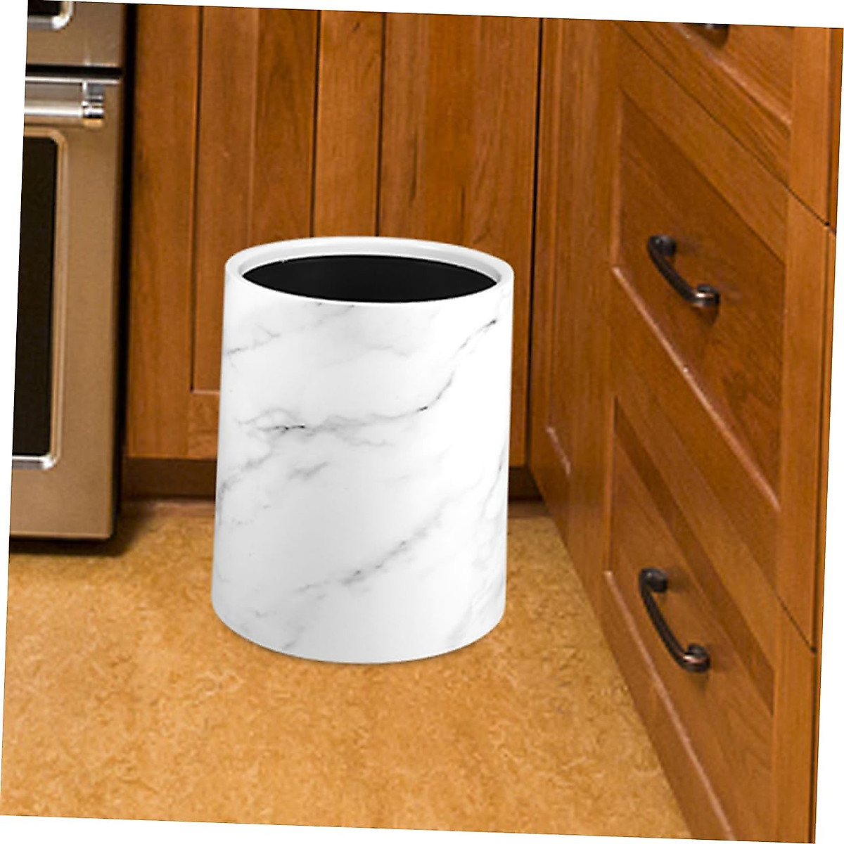 Ciieeo Garbage Can Marble Trash Can Bathroom Waste Container Living Room Trash Can Plastic Waste Bin Wastebasket Marble Bathroom Trash Can Waste Storage Bin Bathroom Garbage Container, White