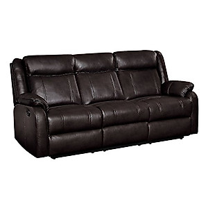 Homelegance Jude 82" Manual Leather Gel Reclining Sofa, Brown