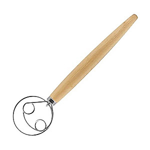 KUFUNG Danish Dough Whisk, Stainless Steel Dutch Bread Mixer, Blender Admixer for Cake Dessert Bread Pizza Pastry Food - Perfect Baking Tool (Hardwood, L)