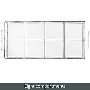 mDesign Plastic Condiment Organizer and Tea Bag Holder - 8-Compartment Kitchen Pantry/Countertop Storage Caddy - Divided Chip, Snack, Oatmeal Packet Holder - Lumiere Collection - 2 Pack, Clear