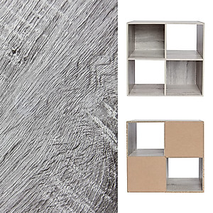 PACHIRA E-Commerce Wooden Storage Bookshelf, 4 Cube Unit Shelf, Closet Cabinet, DVD Rack File Organizer Bookcase Rack, Each Cube 11 Inch, Oak Grey