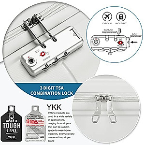 Somago Hardside Spinner Carry On Suitcase Lightweight Luggage Sets with TSA Lock (Creamy White, 14/20)