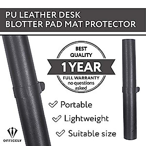 Large Leather Desk Mats for Keyboard and Mouse Pad, Anti-Skid Backing with Heat Resistant and Waterproof Surface, Responsive Desktop for Gaming, Writing, or Home Office Work (Black, 17X36)