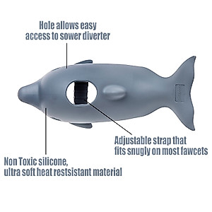 Good Gear Bathtub Faucet Cover for Kids Safety, Universal Fit Silicone Bath Spout Cover for Baby, Tub Nozzle Guard Whale/Grey