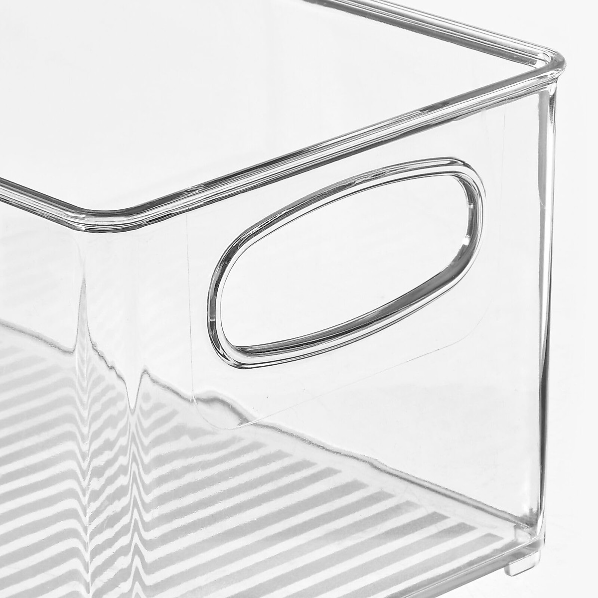 mDesign Plastic Storage Organizer Wide Container Bin with Handles for Bathroom, Home Organization - Holds Vitamins, Supplements, Makeup, Styling Tools - Ligne Collection - 2 Pack - Clear