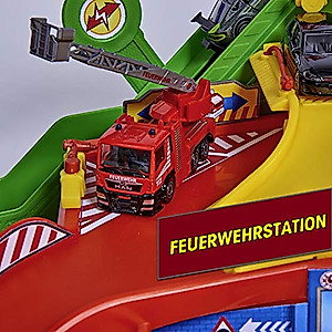 DICKIE TOYS: Majorette Super City Garage Playset with 6 Die-Cast Cars, Parking Building Play World on Seven Floors, 6 Light and Sound Effect Systems, For Ages 3 and up , 128 x 78 x 73 cm