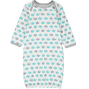 Wan-A-Beez Baby 3 Pack Printed Gown - Turquoise Whale,0-6 Months