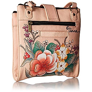 Anuschka womens Anna By Anuschka Hand Painted Leather Wowomen Triple Compartment Organizer Shoulder Bag, Vintage Garden, One Size US