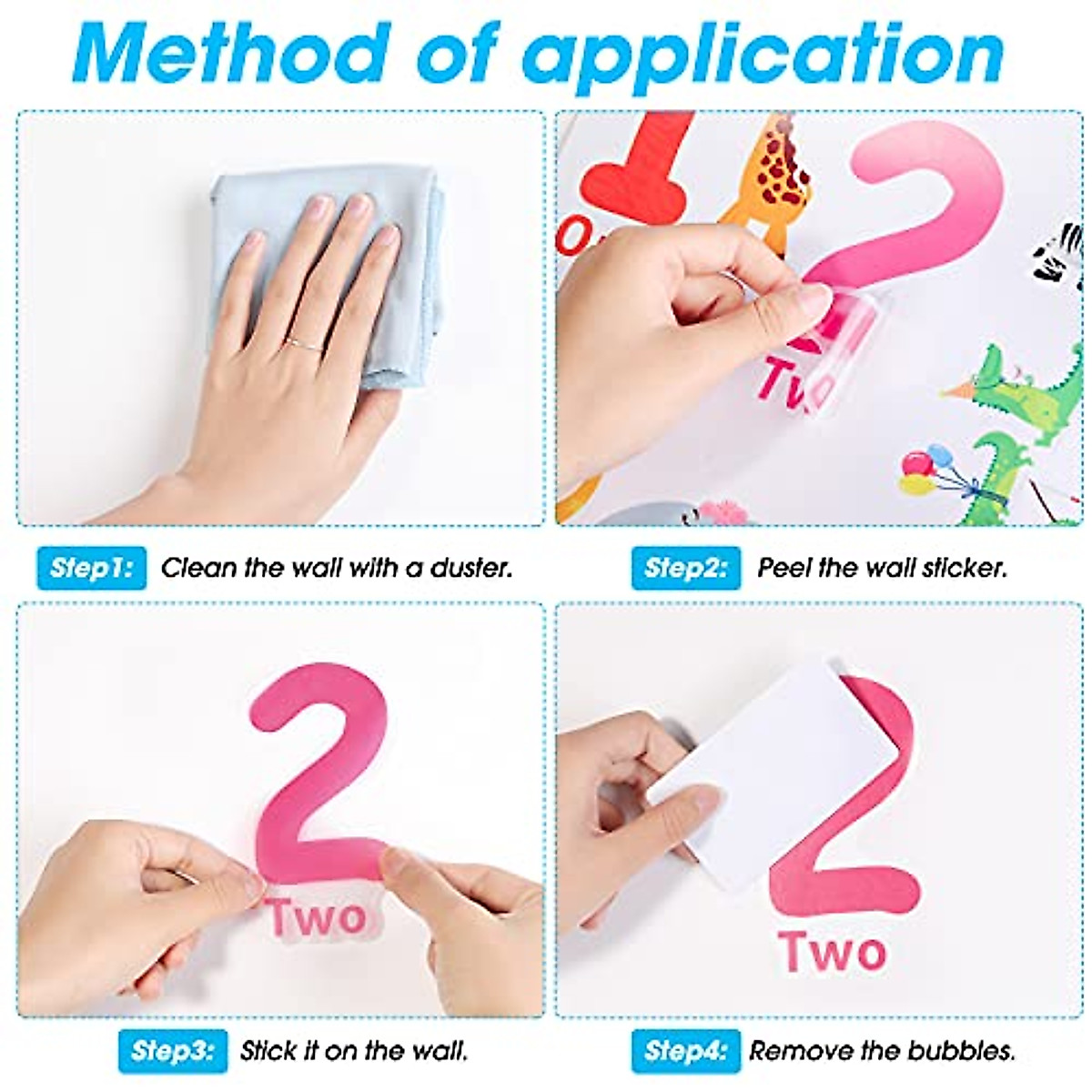 Number Wall Decals Children Number Stickers Alphabet ABC Wall Decals Peel and Stick Animal Number Wall Stickers Educational Classroom Stickers for Kids Nursery Bedroom Living Room Playroom Decorations