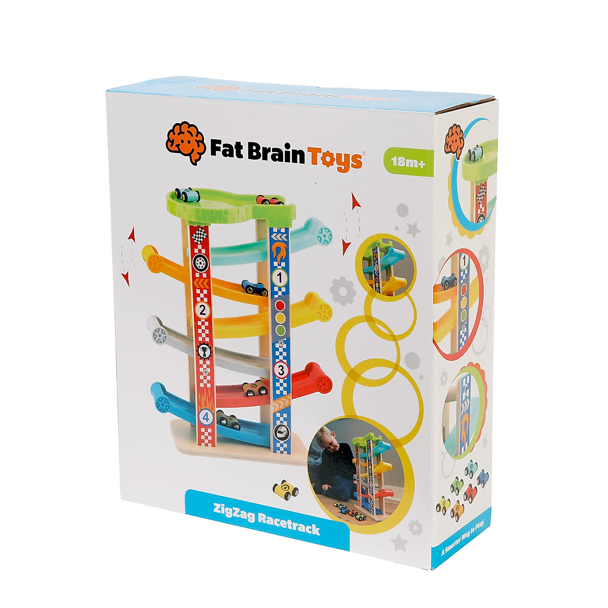 Fat Brain Toys Zigzag Racetrack - Number-Learning Car Tower for Preschoolers
