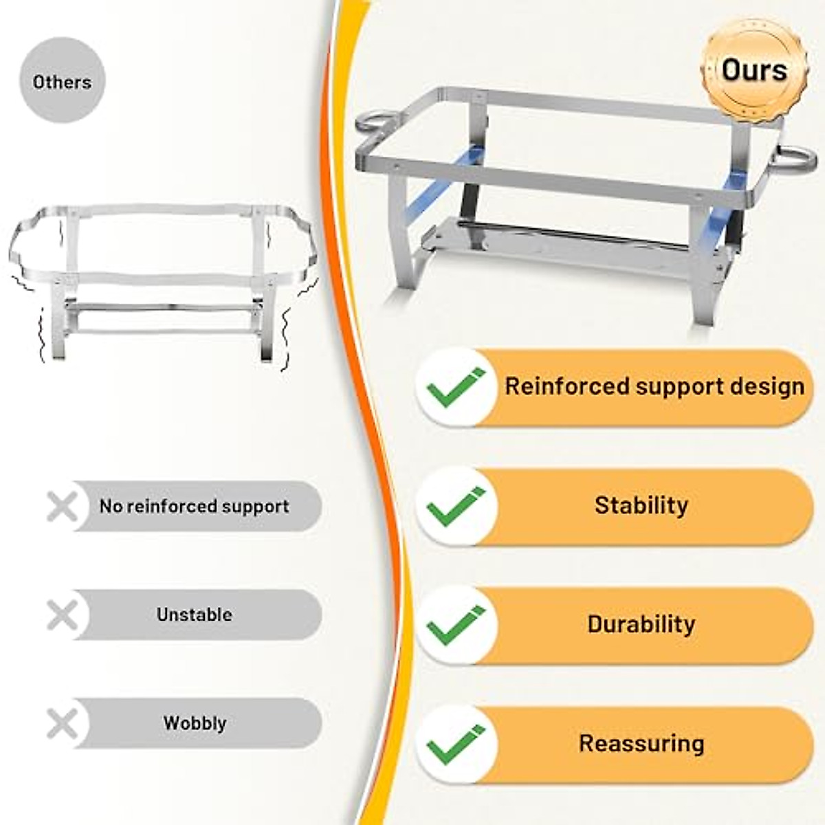 BIEAMA 2 Pack 9QT Chafing Dish with Half Size Food Pans, Stainless Steel Chafer Complete Set, Food Warmer