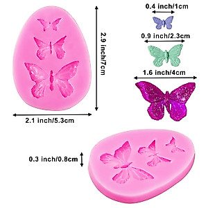 Silicone Butterfly Molds, AIMEIKI 4 Pack Butterfly Fondant Molds Chocolate Candy Cake Baking Molds for Decorating Cake Cupcake Toppers Christmas Decor