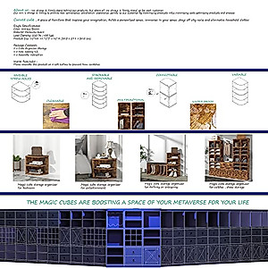 FUSUNBAO Magic DIY Cube Storage Organizer Stackable Cubles for Corner Bookshelf -Home Books Clothes Toy -Modular Cubby Storage System -Office Cubical -Bookcase (Antique Brown, Curved Shape Cube)