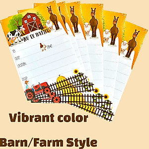 QualityVibe Farm Invitations With Envelopes. Set Of 25 Barnyard Invites with Envelopes For Barn Farm Events Includes Birthdays & Baby Showers. With Farmhouse animals & Tractor Graphics.