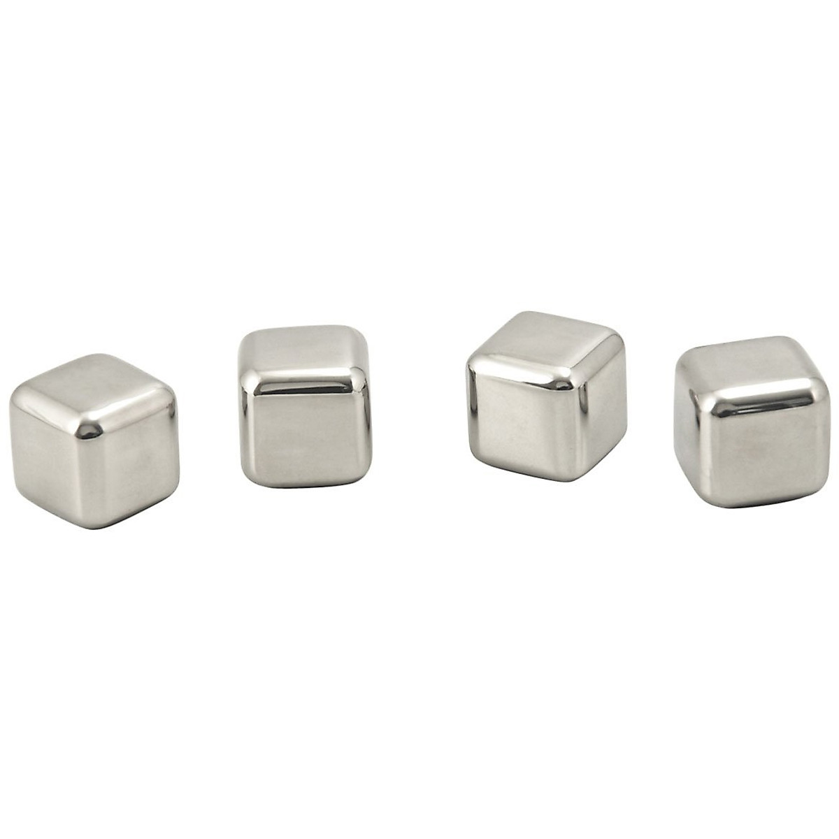 Viski Glacier Rocks Stainless Steel Ice Cubes, Reusable Ice Cubes for Drinks, Whiskey, Bourbon, Metal Ice Cubes, Cocktail Accessories, Small, Set of 4