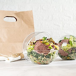 Restaurantware Thermo Tek 28 Ounce Salad Containers With Lids, 50 Sphere To Go Bowls With Lids - Airtight Dome Lids, Lightweight, Clear Plastic Disposable Salad Bowls With Lids, Keep Food Fresh