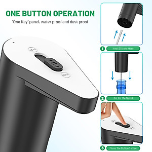 Water Pump for 5 Gallon Bottle, Universal Water Bottle Pump for Home Camping for 2-5 Gallon Jugs, Electric Bottle Pump, Portable Rechargeable Water Dispenser (Black)