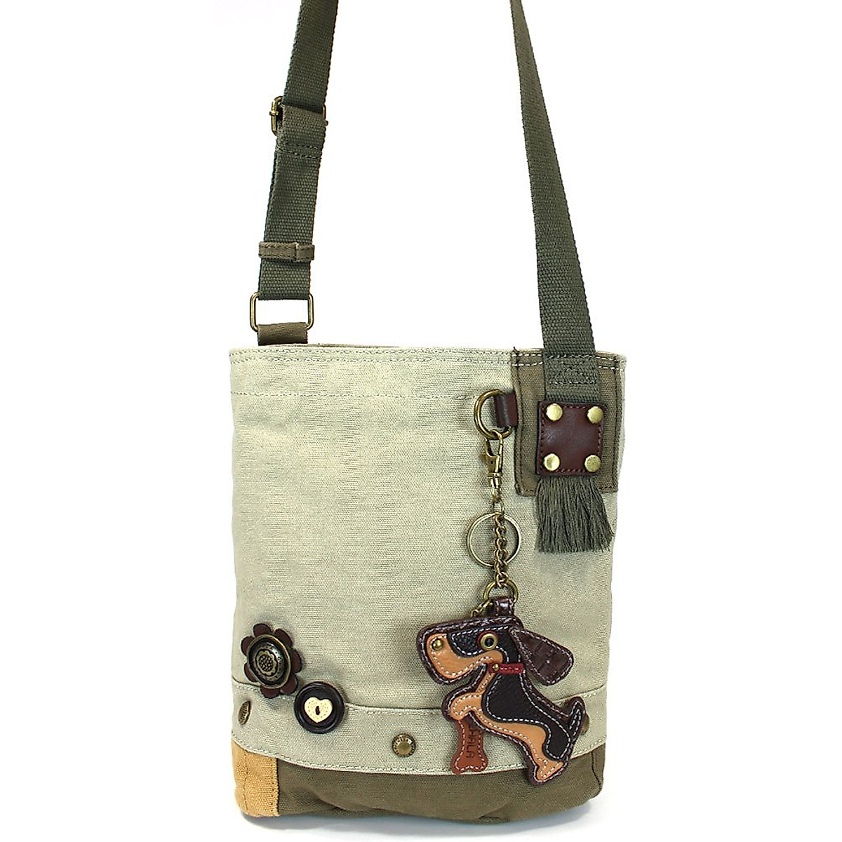 CHALA Patch Crossbody Bag Weiner Dog Dachshund Multi-color (Sand)