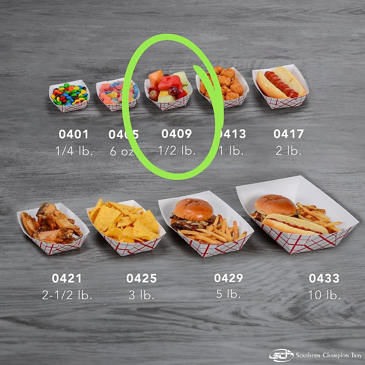 Southern Champion Tray 0409 #50 Southland Paperboard Food Tray, 1/2 lb Capacity, Red Check (Case of 1000)