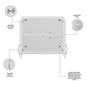 Bush Business Furniture Universal Closet Wall Cabinet with Doors and Shelves, White