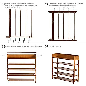 SOBIBO Shoe Rack Organizer, 5 Tier Bamboo Shoe Rack for Entryway, Front Door for Entryway,Closet and Bedroom Shoe Rack Storage, Shoe Shelf（Brown）