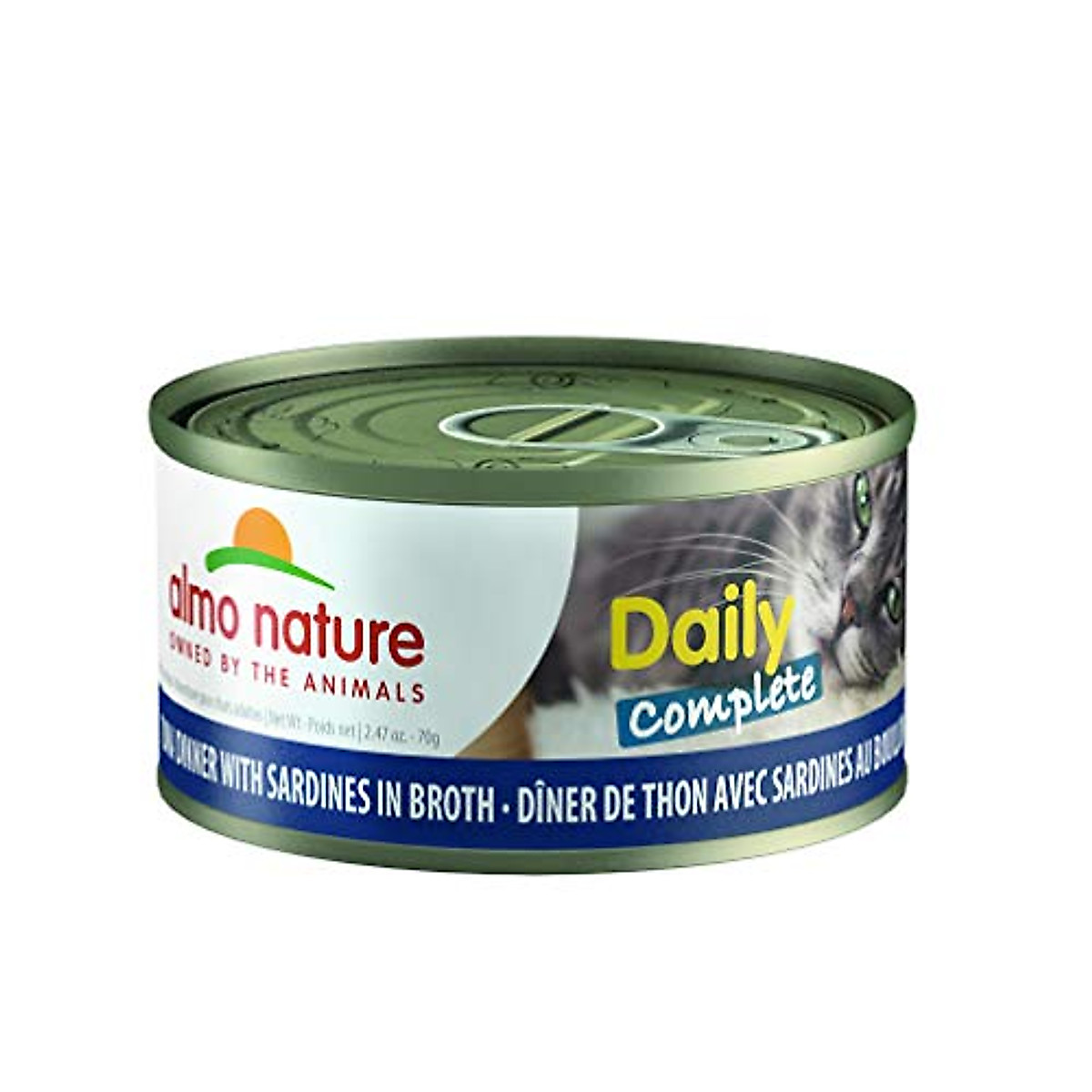 almo nature Daily Complete -Tuna Dinner with Sardines in Broth. Grain Free, Adult Cat Canned Wet Food Shredded, 1655