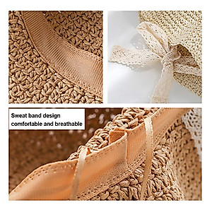 Little Girl Kids Summer Straw Hat,Toddler Wide Brim Floppy Beach Sun Visor Hat,Girl's Sun Hat (6-24 Months, Khaki z)