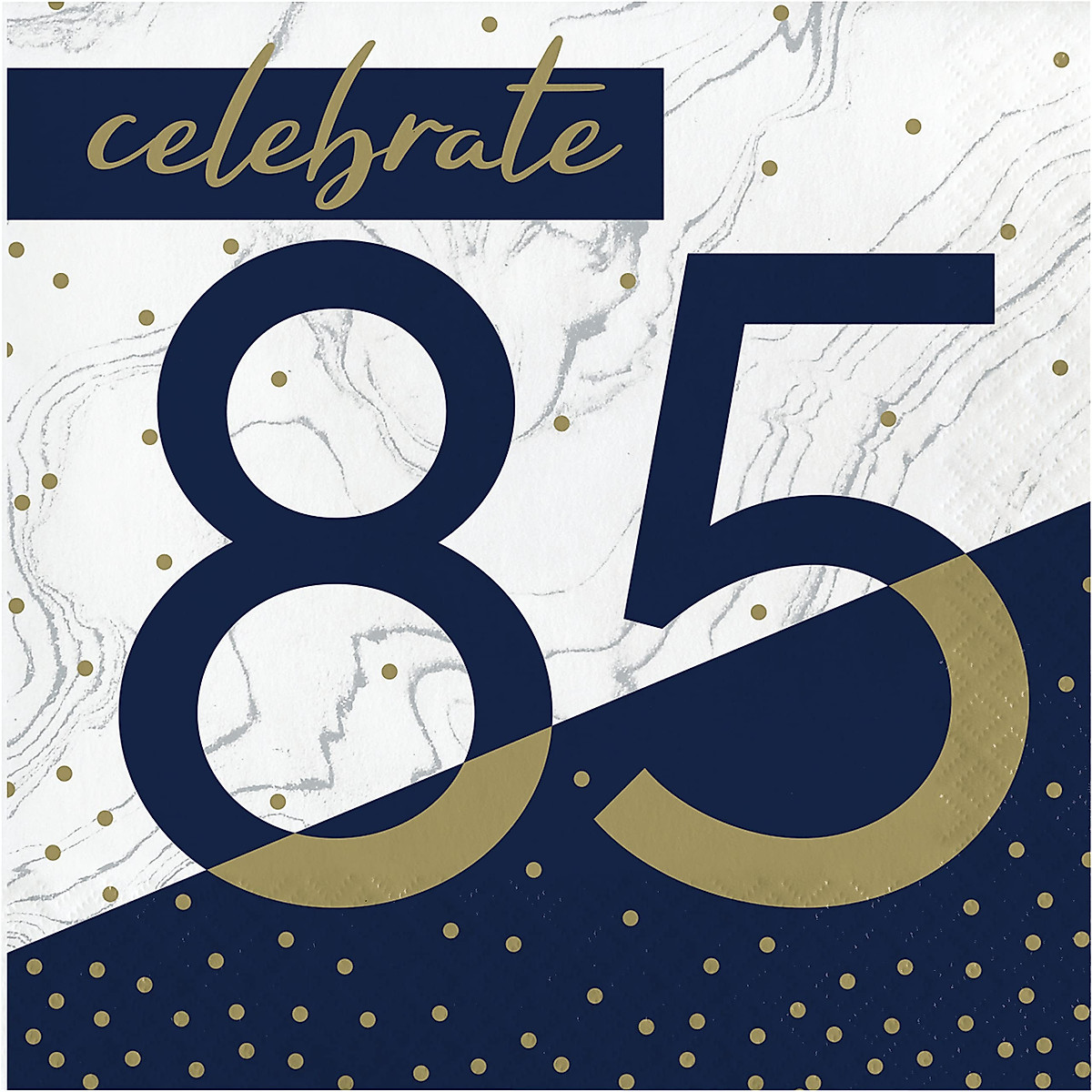 Trendware Navy and Gold 85th Birthday Napkins, 48 ct