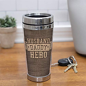 Husband. Daddy. Hero. Stainless Steel 16 oz Travel Mug with Lid