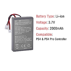 POWTREE Upgraded 2000mAh 2Packs PS4 PS4Pro Battery for Sony PlayStation 4 Dualshock 4 V1 V2 Controller CUH-ZCT2U CUH-ZCT2E CUH-ZCT1E CUH-ZCT1U CUH-ZCT1H, ect.