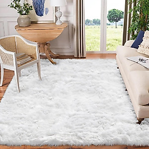 LOULANJX Soft Faux Fur Sheepskin Rug 5x8 Feet White Fluffy Area Rugs Indoor Plush Rugs for Living Room Bedroom Nursery Playroom Kids Room Home Decor