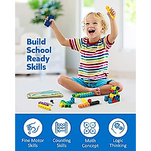 Coogam Math Cubes, Manipulatives Number Counting Blocks with Activity Snap Linking Cube Math Construction Toy Gift for Preschool Kindergarten Learning