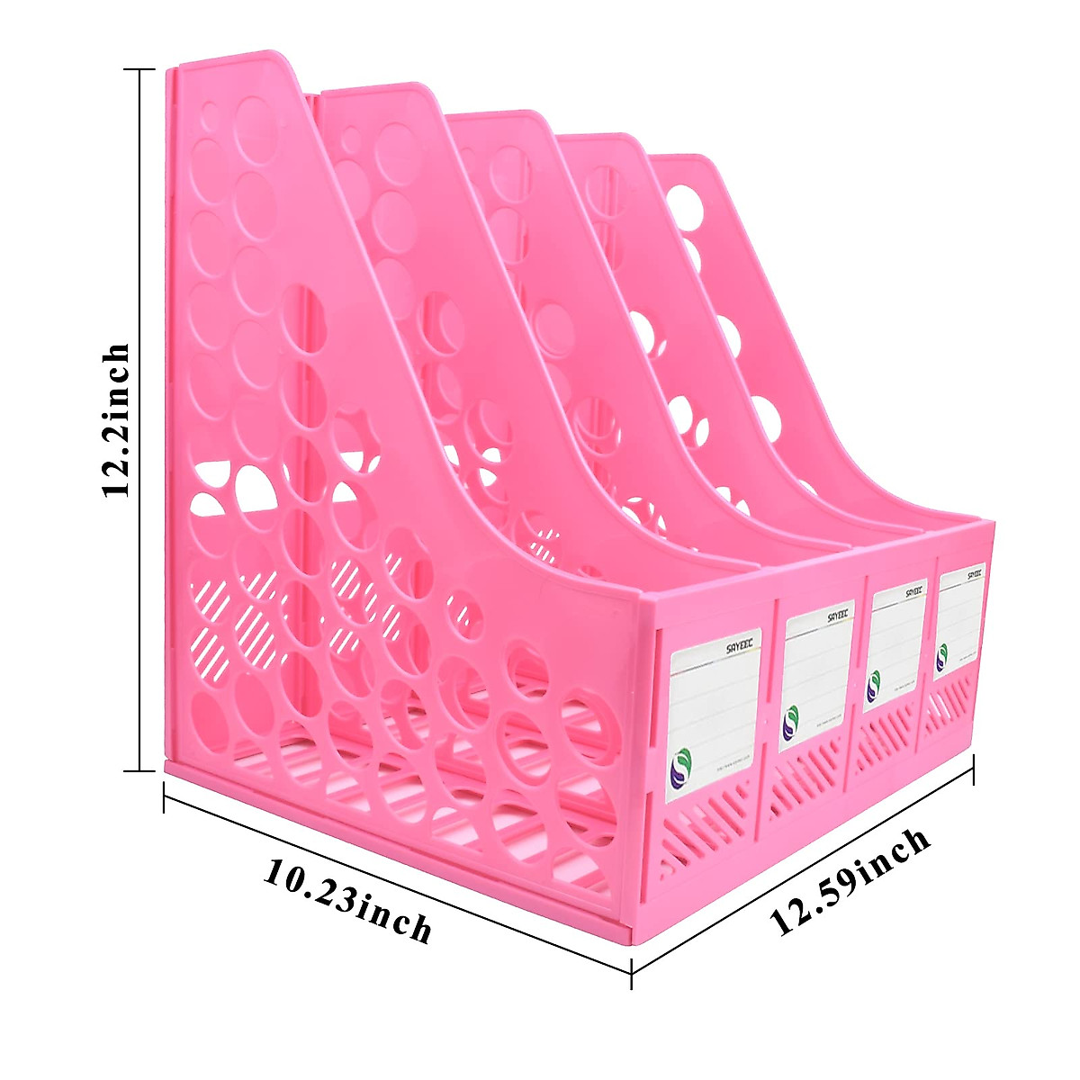Marte Vanci Sturdy Desktop File Holder 4 Section Magazine Dividers Organizer Box Frames Document Cabinet Storage Pink