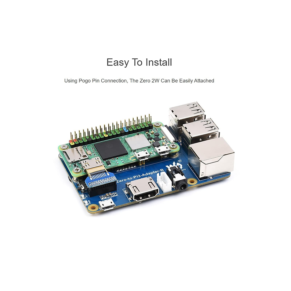 waveshare Pi Zero 2W to Raspberry Pi 3B/B+ Adapter,Based on Raspberry Pi Zero 2W to Reproduce The Original Appearance of The 3B Series,Alternative Solution for Raspberry Pi 3 Model B/B+